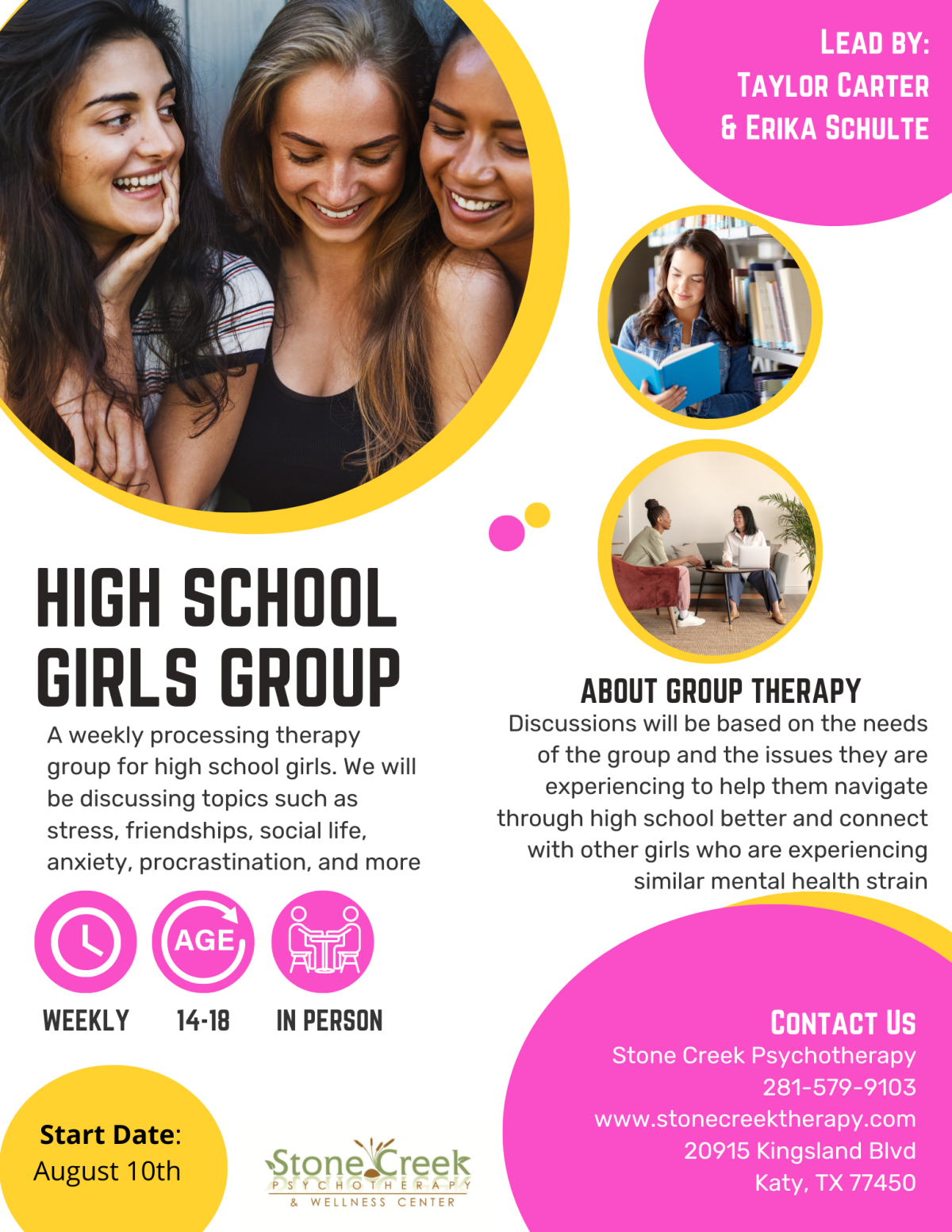 High School Girls Group - Stone Creek Psychotherapy